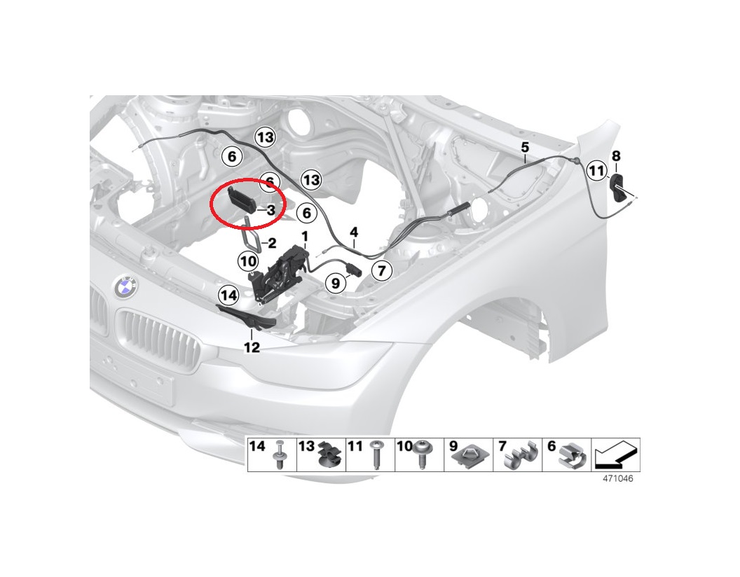 BMW Kaput Kilit Dil Çerçevesi Orjinal F20.F30.F32.F36 - 51237247079 ...